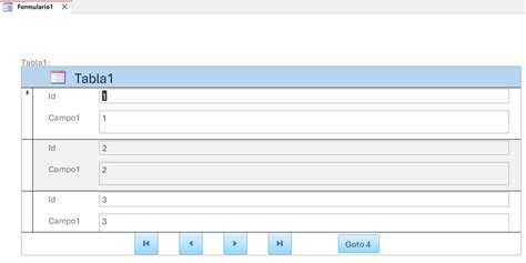 Access Navegar Formulario Continuo