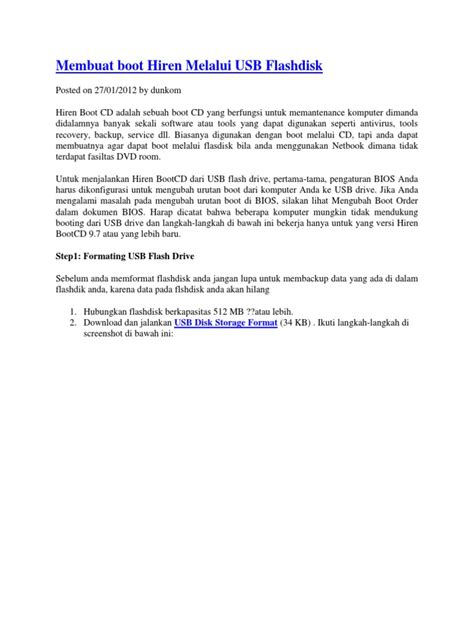 Membuat Boot Hiren Melalui Usb Pdf Komputer