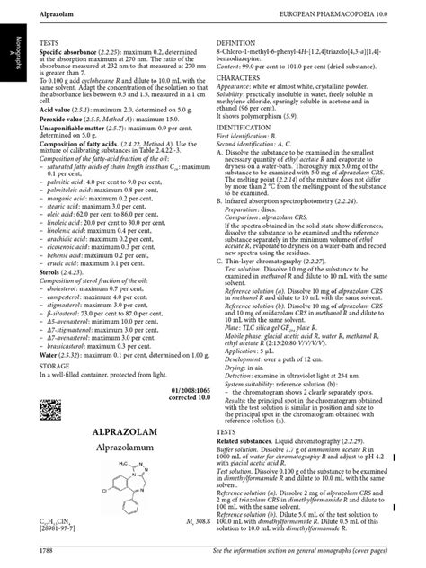 Alprazolam Ep 10 Pdf Chromatography Solubility