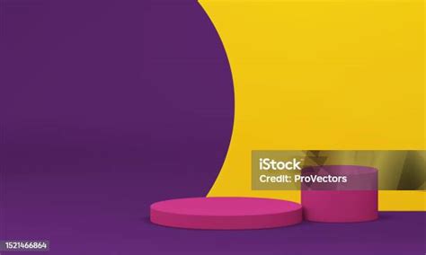 3d 연단 보라색 실린더 기둥 쇼케이스 디스플레이 건설 노란색 곡선 벽 현실적인 벡터 3차원 형태에 대한 스톡 벡터 아트 및 기타 이미지 3차원 형태 Fashion
