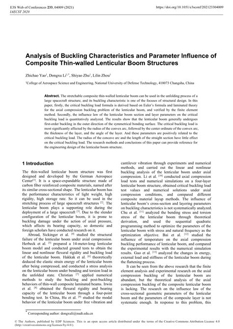 Pdf Analysis Of Buckling Characteristics And Parameter Influence Of