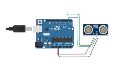 Circuit Design Sensor Ultrasonico Tinkercad