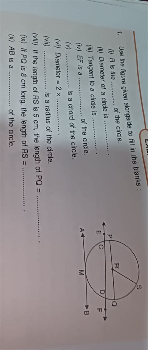 1 Use The Figure Given Alongside To Fill In The Blanks I R Is The O