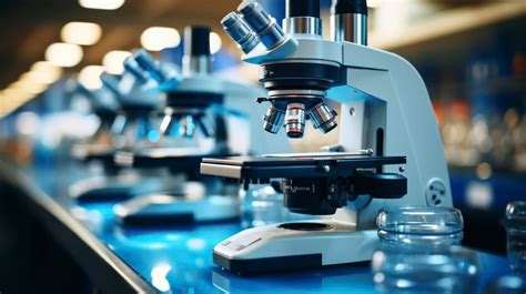A Row Of Microscopes In A Laboratory Setting Highlighting Scientific