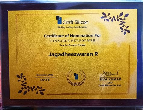 Craftsiliconasia Bengalurujobs Sqlserver Softwaredevelopment Jagadheeswaran R