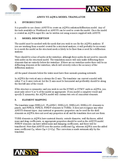 Ansys To Aqwa Pdf Command Line Interface C Programming Language