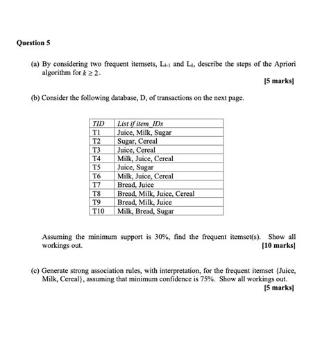 Solved A By Considering Two Frequent Itemsets Lk−1 And