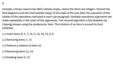 Solved 1 Consider A Binary Search Tree Bst Initially
