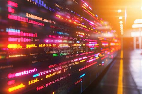 Vibrant Colorful Software Code On A Digital Screen Stock Illustration