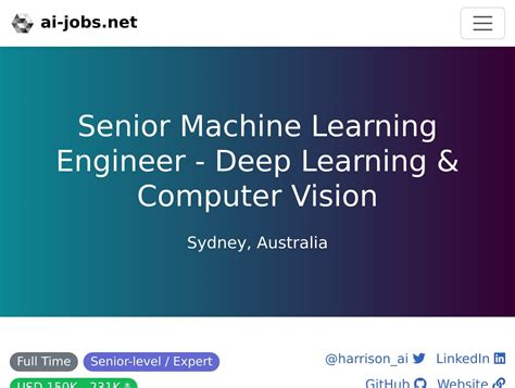 Hiring Senior Machine Learning Engineer Deep Learning And Computer Vision In Sydney Australia