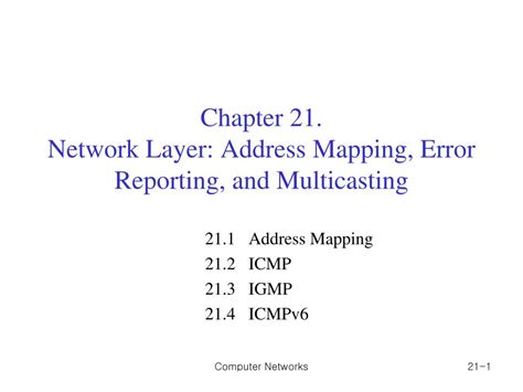 Ppt Chapter 21 Network Layer Address Mapping Error Reporting And
