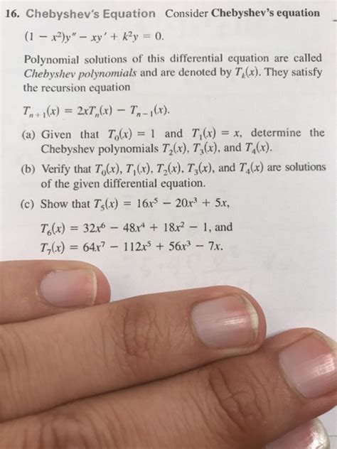 Solved Consider Chebyshevs Equation 1 X2y Xy