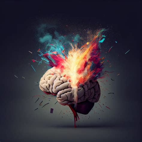 Concept Art Of A Human Brain Exploding With Knowledge And Creativity