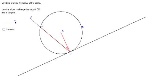 The Angle Between A Tangent And A Radius GeoGebra