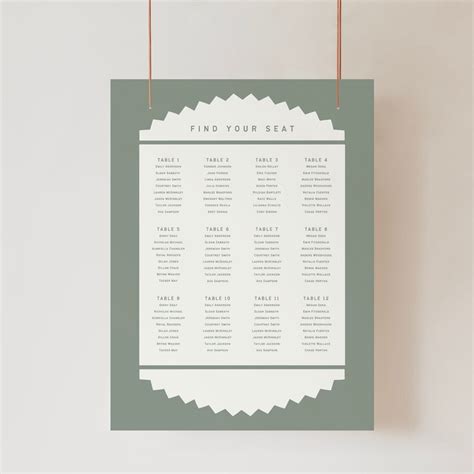 Seating Chart Reception Signage Retro Pacifica Wes Anderson Inspired