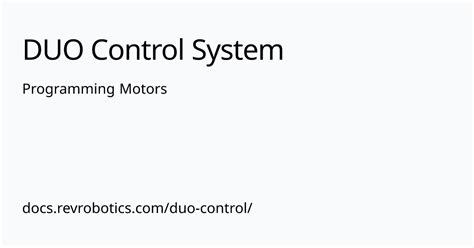 Programming Motors REV Robotics Documentation