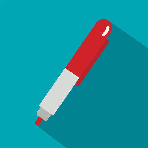 Red Marker Pen Icon Flat Style 15229024 Vector Art At Vecteezy