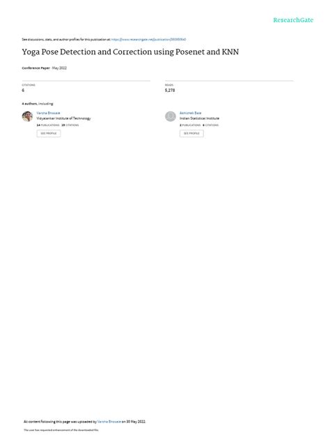 Yoga Pose Detection And Correction Using Posenet And Knn Conference Paper Pdf
