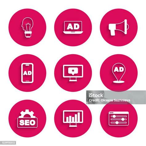 Set Monitor With Star Graph Chart Browser Setting Advertising Seo Optimization Megaphone And