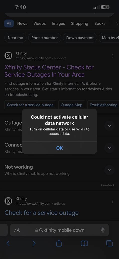 Could Not Activate Cellular Data Network R Comcast Xfinity