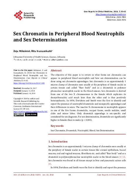 Pdf Sex Chromatin In Peripheral Blood Neutrophils And Sex Determination