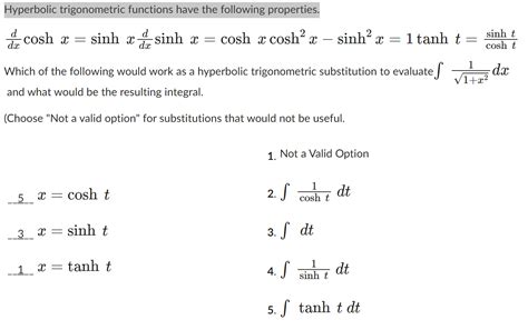 Solved Hyperbolic Trigonometric Functions Have The Following