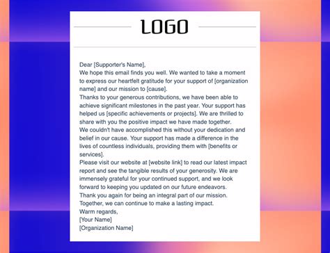 Impact Update And Gratitude Email