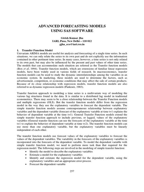 Advanced Forecasting Models Using Sas Software Pdf Linear
