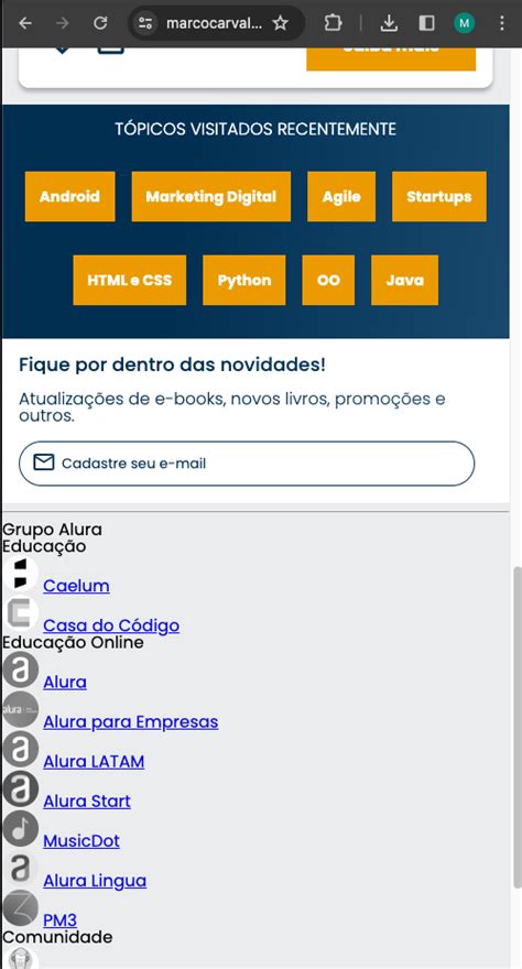 erro footer github pages html e css responsividade com mobile