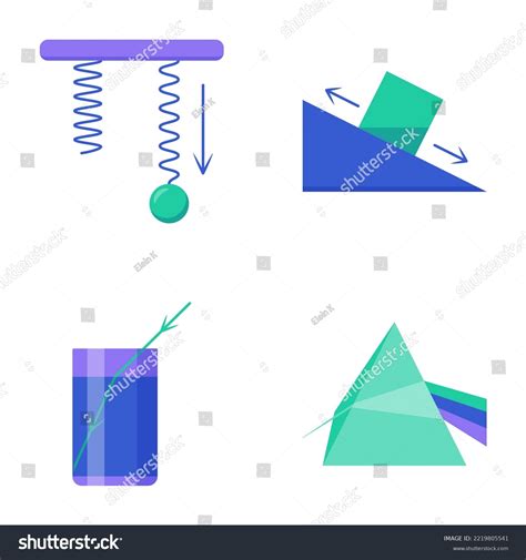 Physics Icon Set Flat Style Elastic Stock Illustration 2219805541 Shutterstock