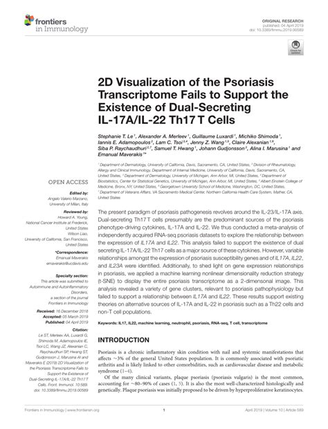 Pdf 2d Visualization Of The Psoriasis Transcriptome Fails To Support