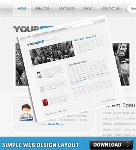 Simple Web Design Layout PSD Free Psd In Photoshop Psd Psd File Format Format For Free