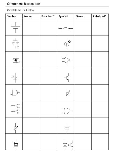 Design Technology Electronic Component Recognition Worksheet Teaching