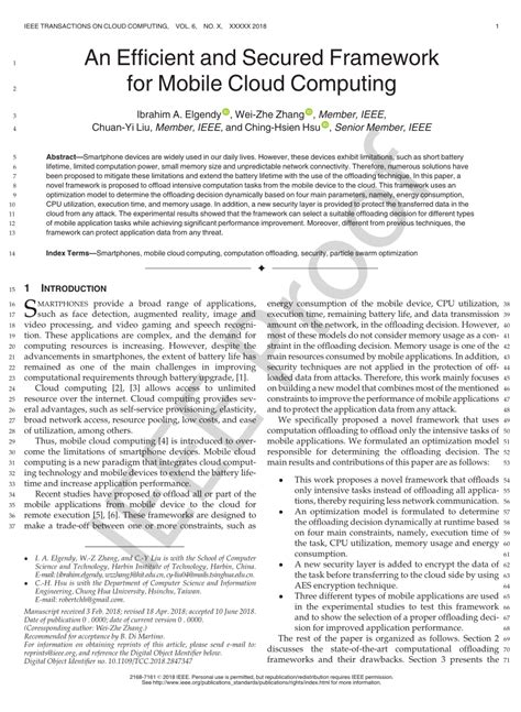 pdf an efficient and secured framework for mobile cloud computing