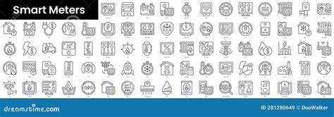 Set Of Outline Smart Meters Icons Minimalist Thin Linear Web Icons Bundle Stock Vector