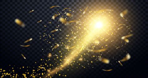 황금 입자가 흔들리고 있습니다 스파클 스타 더스트 빛나는 크리스마스 색종이와 벡터 반짝이 돌리기 보케 효과와 금 마법의 스타와 크리스마스 배경 벡터 일러스트레이션 2020