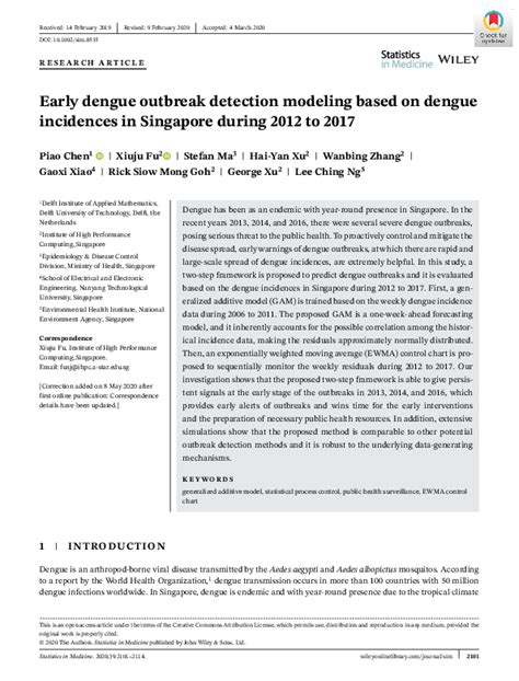 Pdf Early Dengue Outbreak Detection Modeling Based On Dengue
