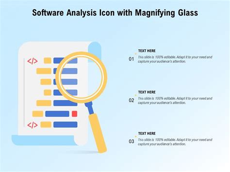 Software Analysis Icon With Magnifying Glass Presentation Graphics Presentation Powerpoint