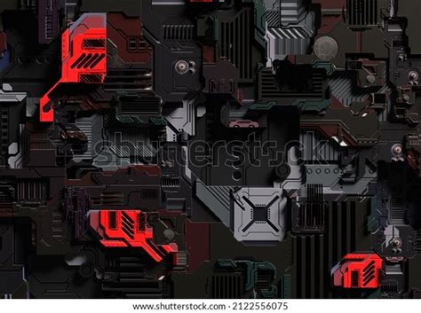 전자 표면 공상 배경의 3d 렌더링 스톡 일러스트 2122556075 Shutterstock