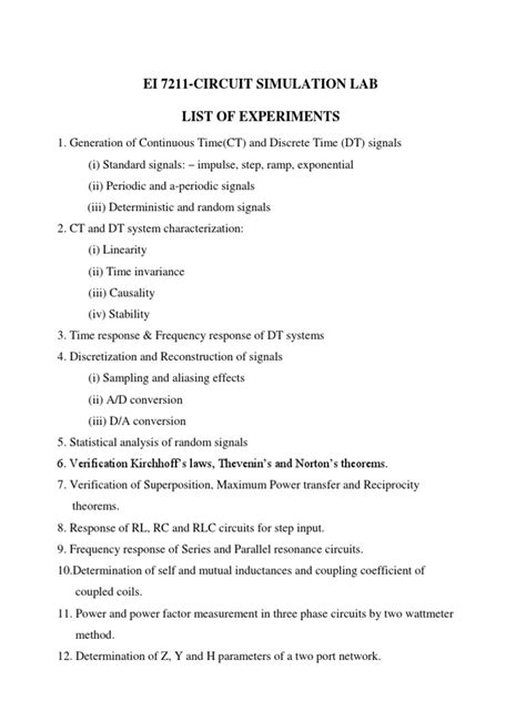 Circuit Simulation Lab Manual 1 Pdf Electrical Network Series