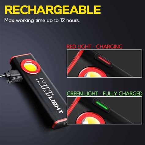 1600 Lumens Flat Flashlight Dual Light Source Magnetic Flashlight Hokolite