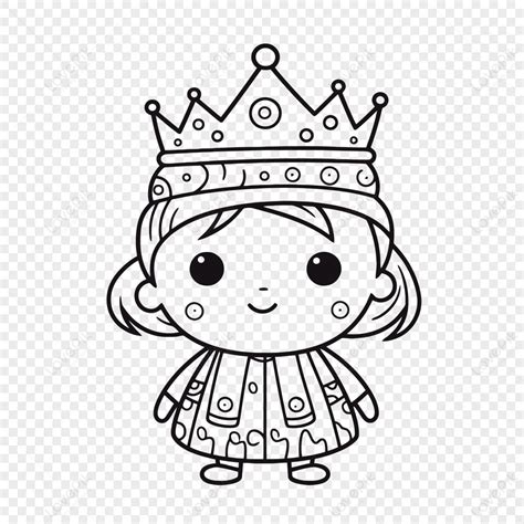 왕관 색칠 페이지 개요 스케치 드로잉을 입고 귀여운 작은 공주 벡터폰트두꺼운 선 Png 일러스트 무료 다운로드 Lovepik
