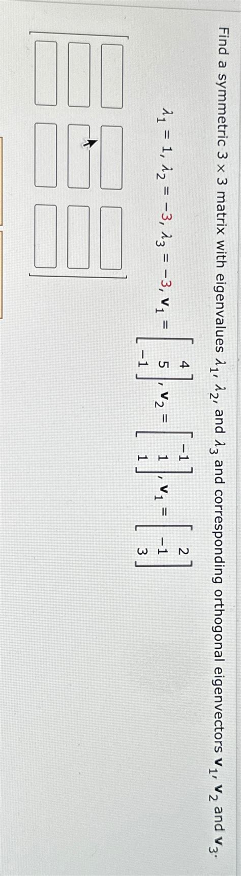 Solved Find A Symmetric 3×3 ﻿matrix With Eigenvalues λ1 λ2