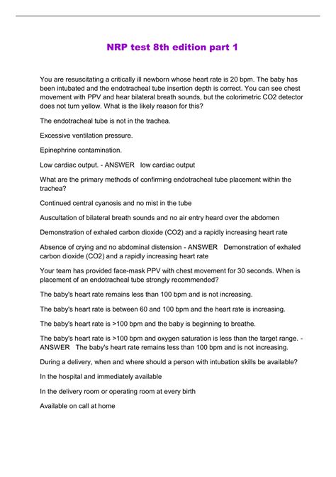 Nrp Test 8th Edition Part 1 Nrp Stuvia Us