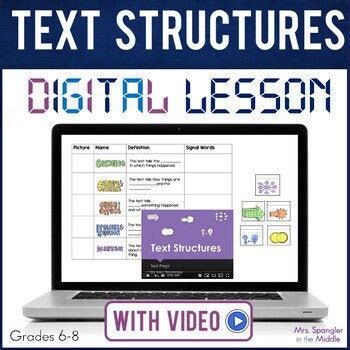 Identifying Text Structures DIGITAL Lesson Guided Notes With Embedded Video Etsy