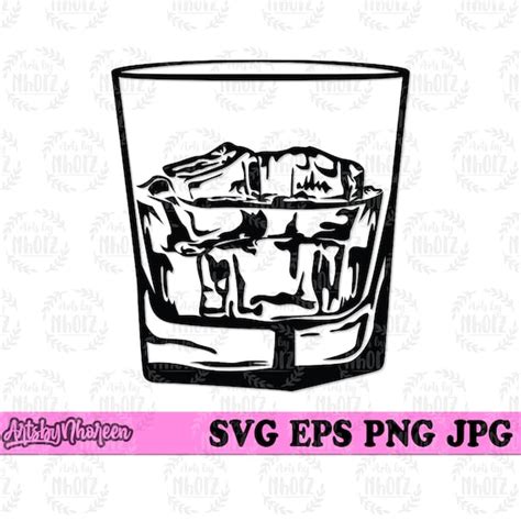 Glass Of Whisky Svg Whisky Clipart On The Rocks Svg Whisky Etsy