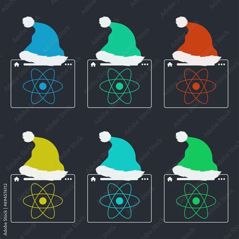 React JS New Year Set React Native Mobile App Development Concept In A Modern Flat Style Icons