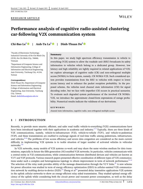 Performance Analysis Of Cognitive Radio‐assisted Clustering Car