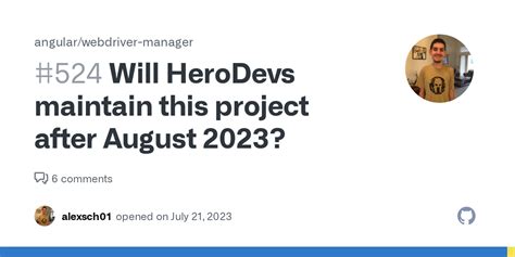 Will Herodevs Maintain This Project After August Issue Angular Webdriver Manager