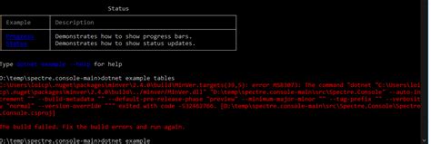 cannot run examples · issue 215 · spectreconsole nsole · github